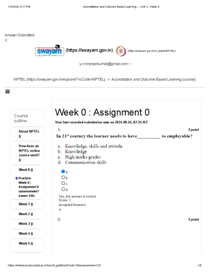 [ Nptel] Introduction to IoT All Week Assignments (Weeks 0-2) - Studocu