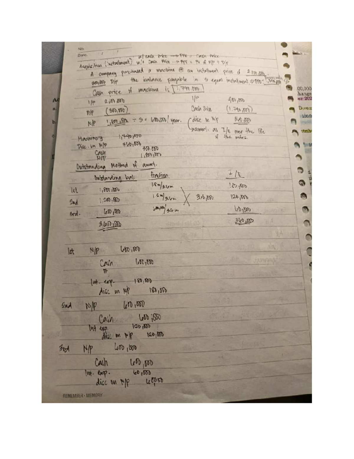 PPE Acquisition Analysis: Installment Cash Price Breakdown - Studocu