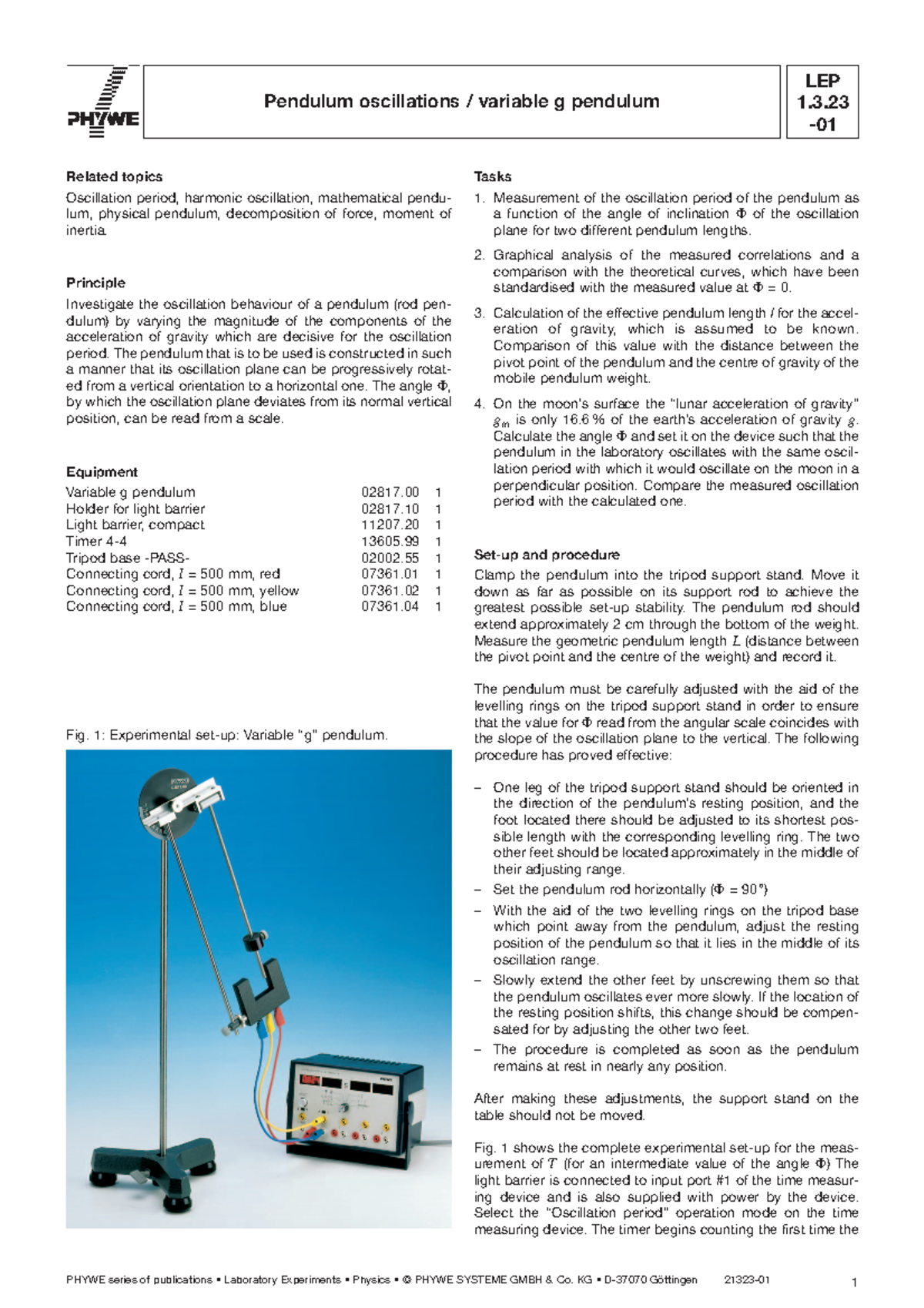 hello hi fine thanks you - LEP 1. - Pendulum oscillations / variable g ...