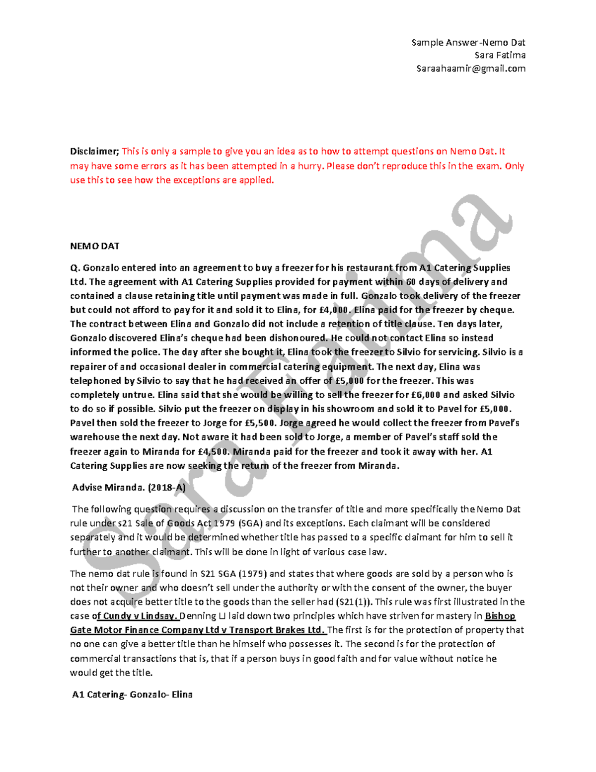 Nemo Dat Rule Analysis: Case Study on Title Transfer & Exceptions - Studocu