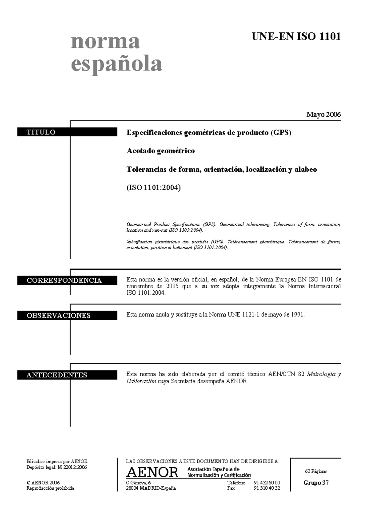 Especificaciones Geométricas ISO 1101: Tolerancias y Aplicaciones - Studocu