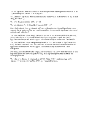 [Solved] In general how is a multiple linear regression model used - Applied Statistics for ...