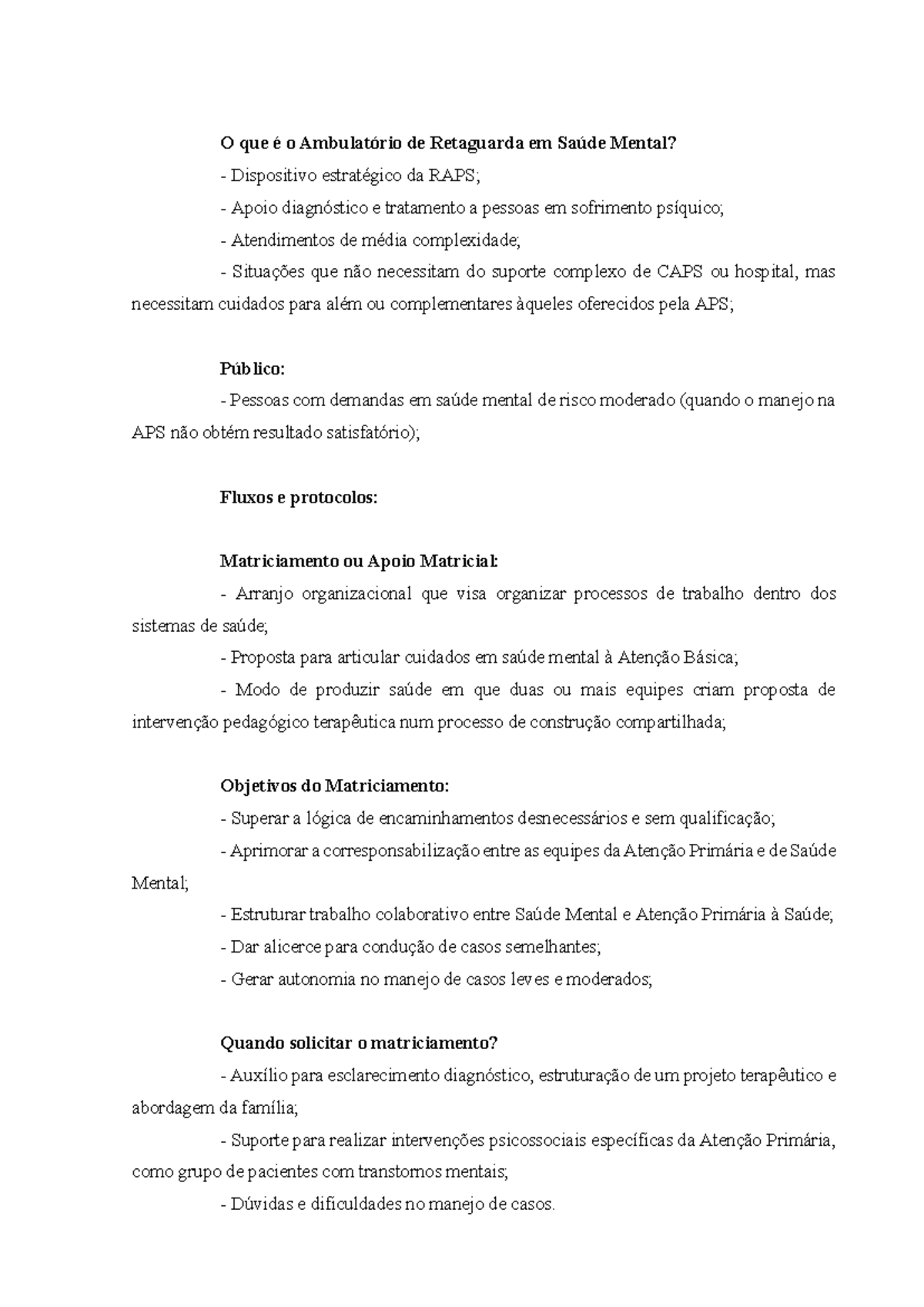 Apresentação do Ambulatório de Retaguarda em Saúde Mental e ...