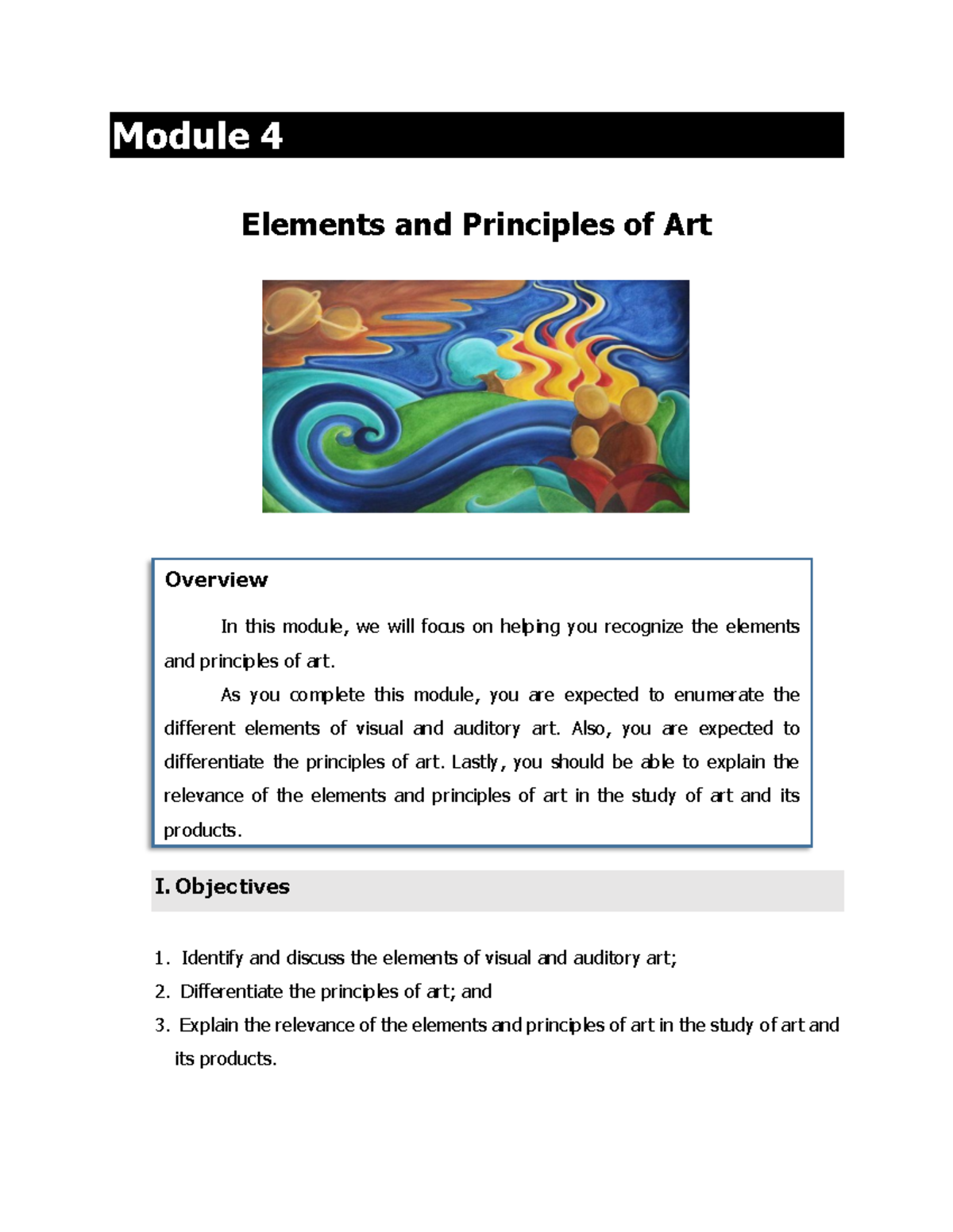 Module 4: Overview of Elements & Principles of Art - Studocu