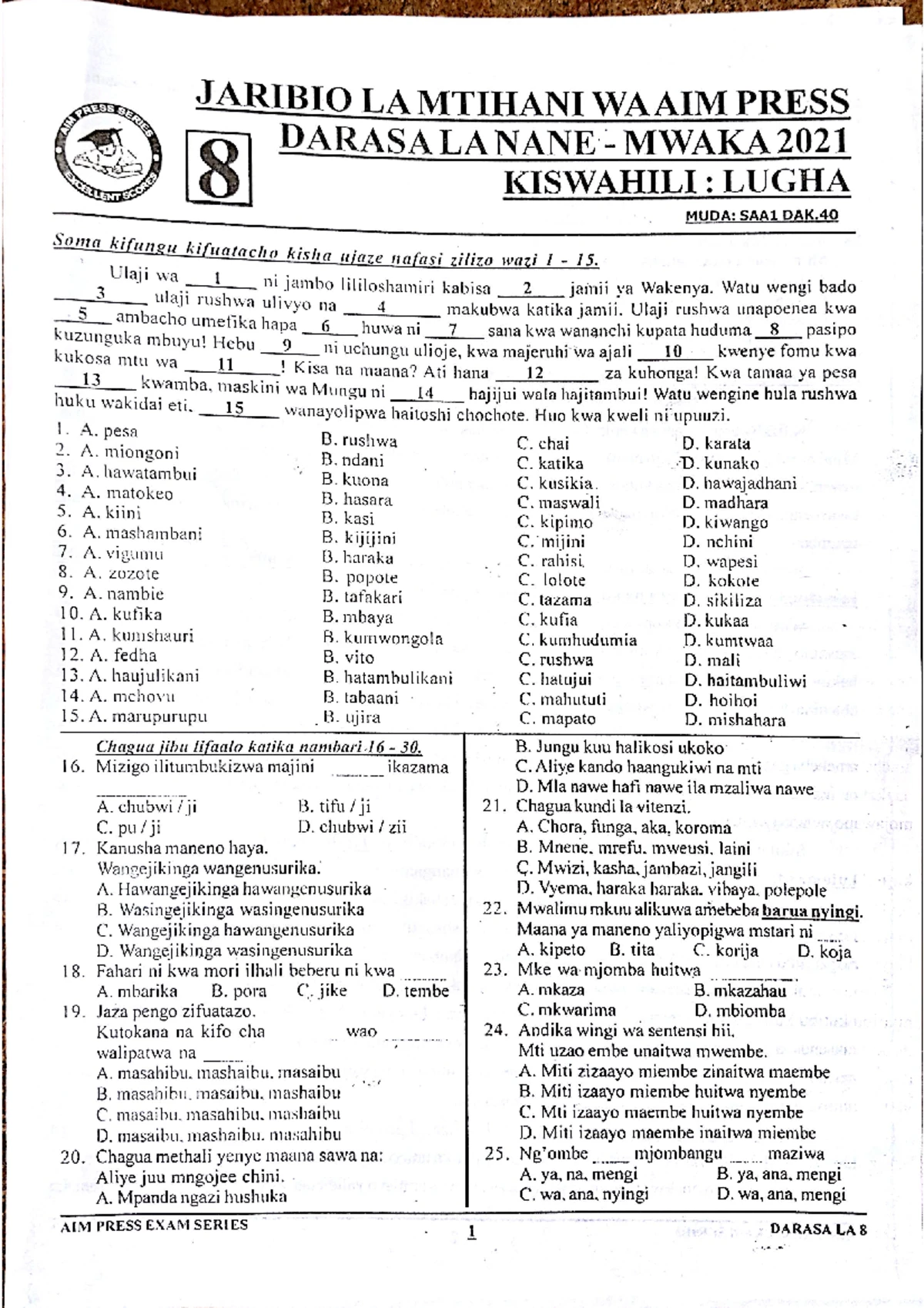 Computer Studies FORM 2 Questions - A B NAME: - Studocu