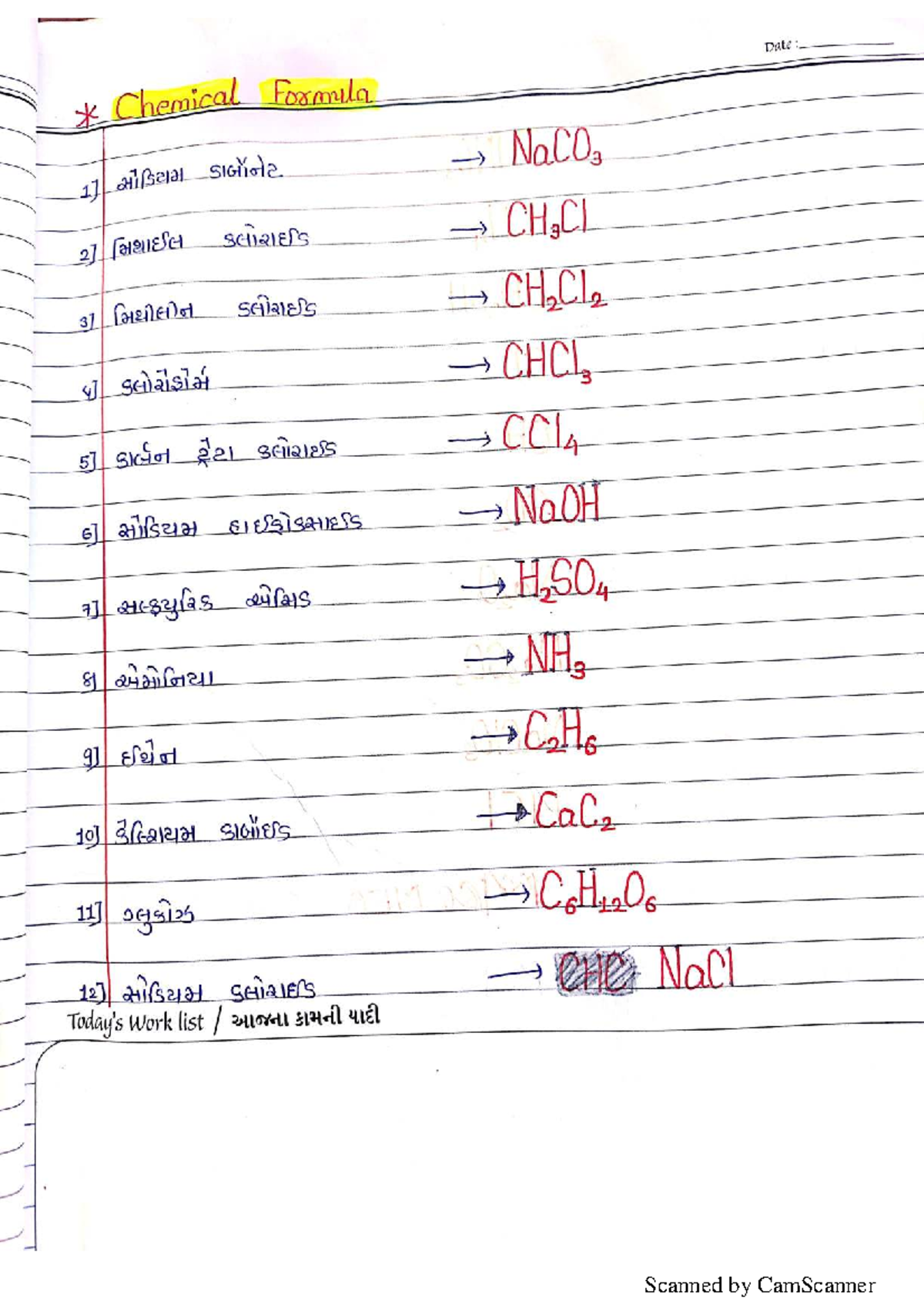 Chemical Properties and Work Lists for GACL CLM Plant (SETT2185) - Studocu