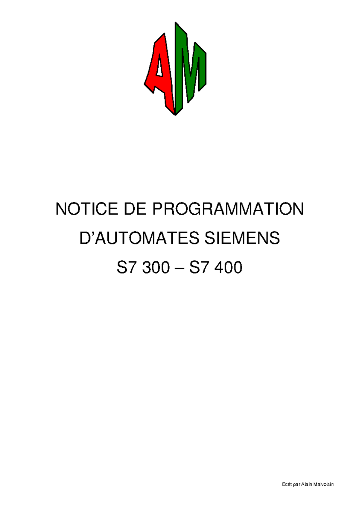 S7 300/400 Programmation des Automates Siemens - Guide Complet - Studocu