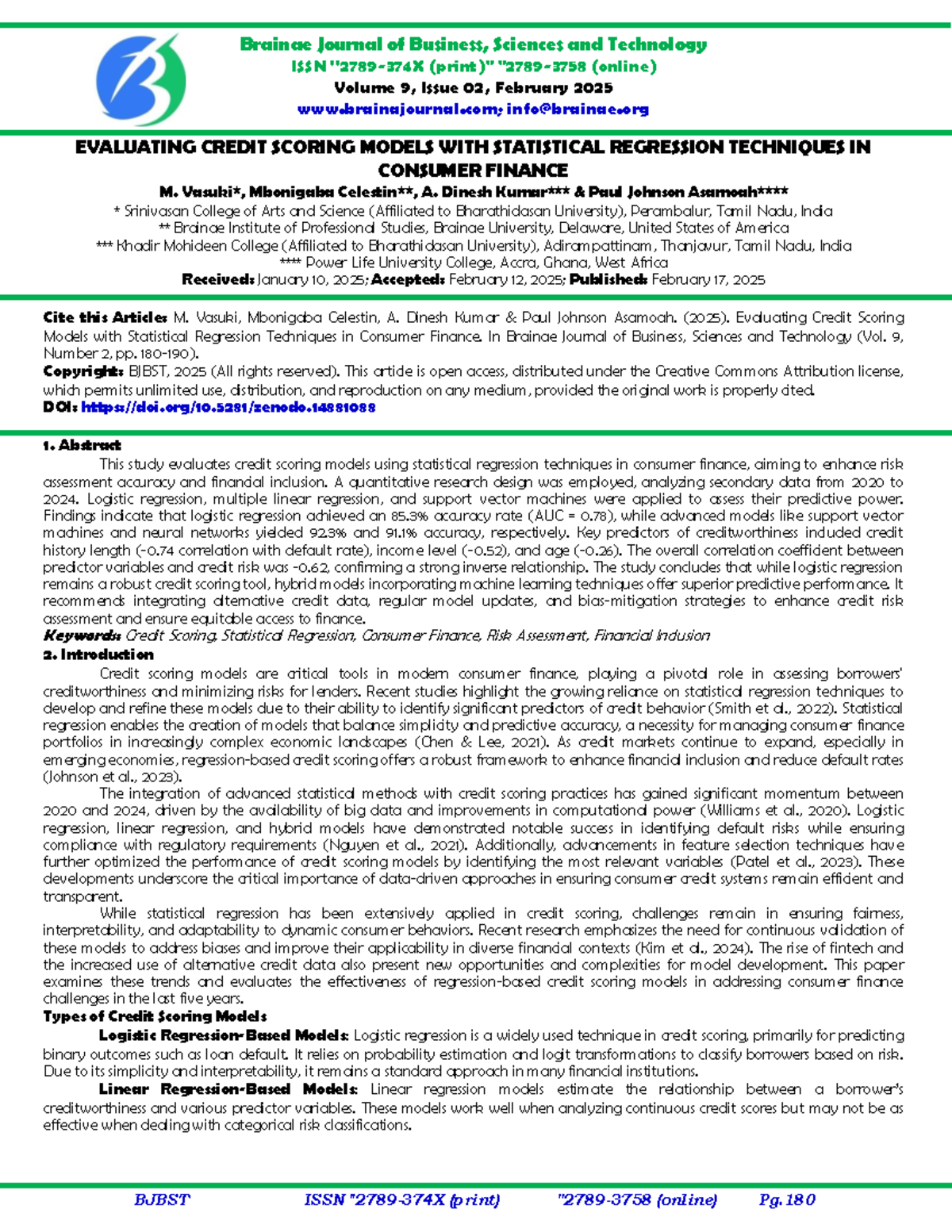 Evaluating Credit Scoring Models: Statistical Regression Techniques in ...
