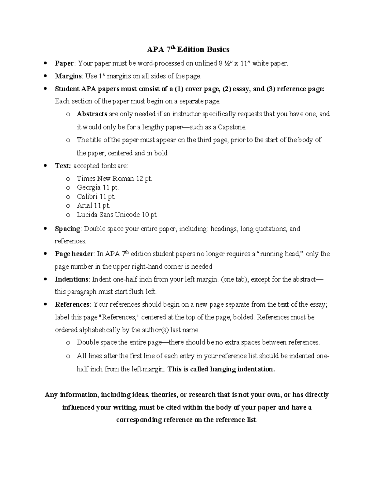 APA 7th Edition Basics: Formatting Guidelines and Citation Rules - Studocu