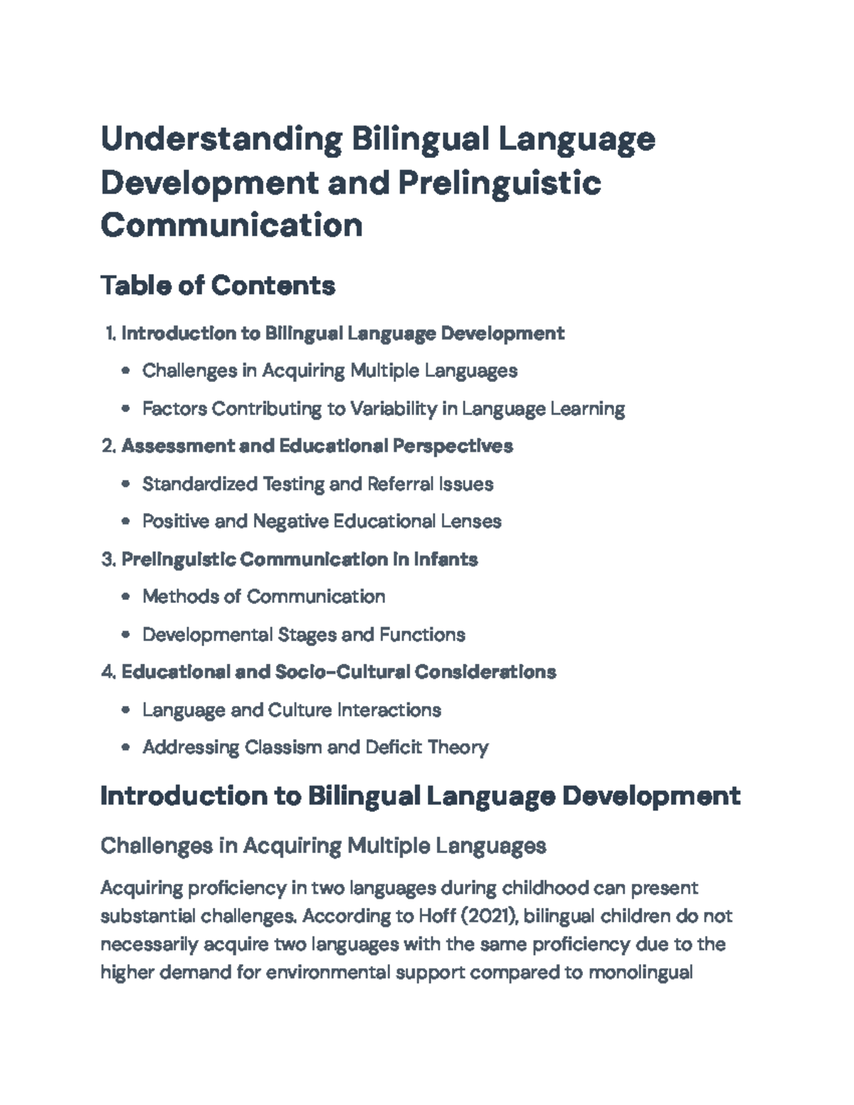 Understanding Bilingual Language Development: Challenges ...