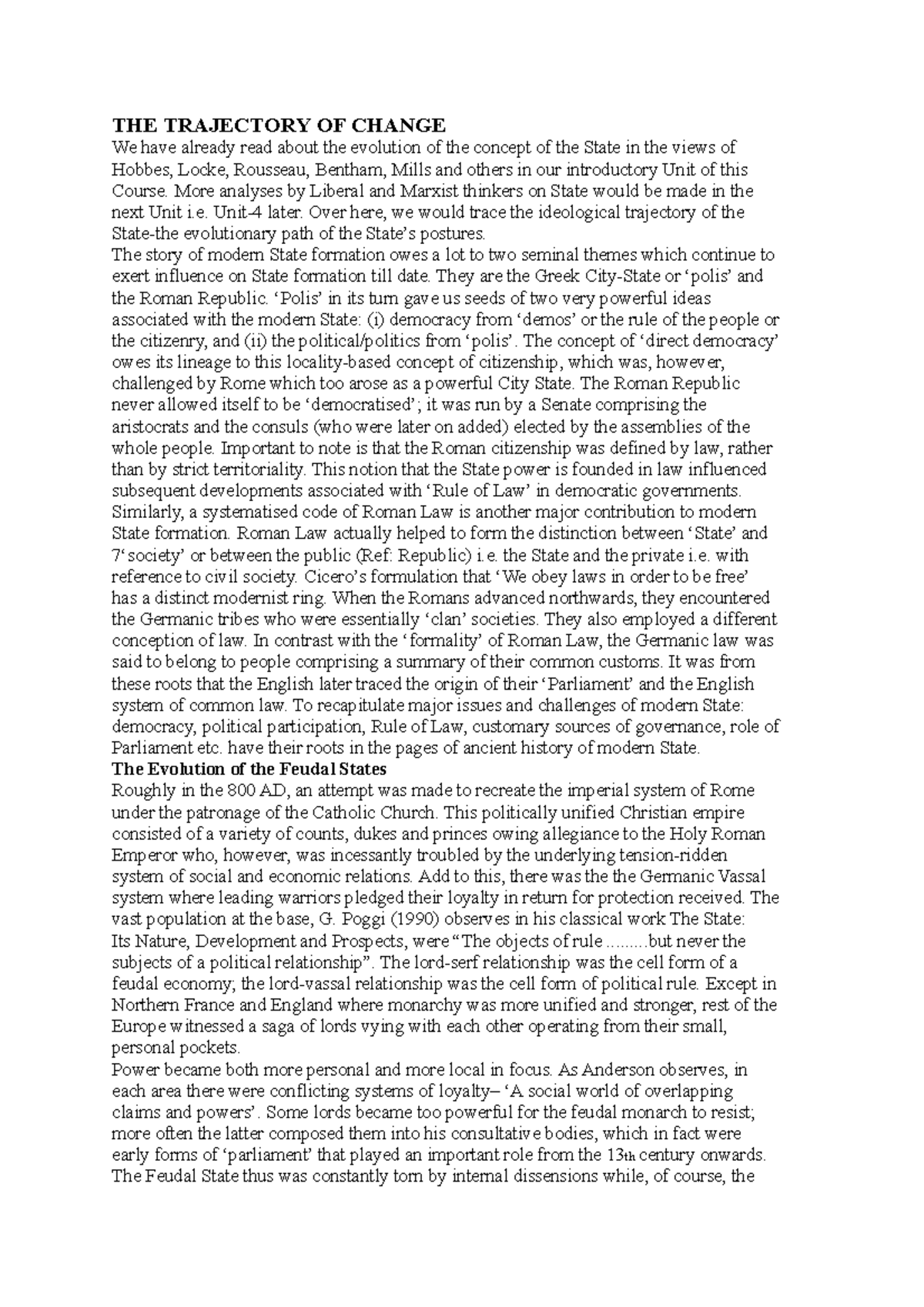 Analysis of the Evolution of the Modern State: Course Unit-4 Insights ...