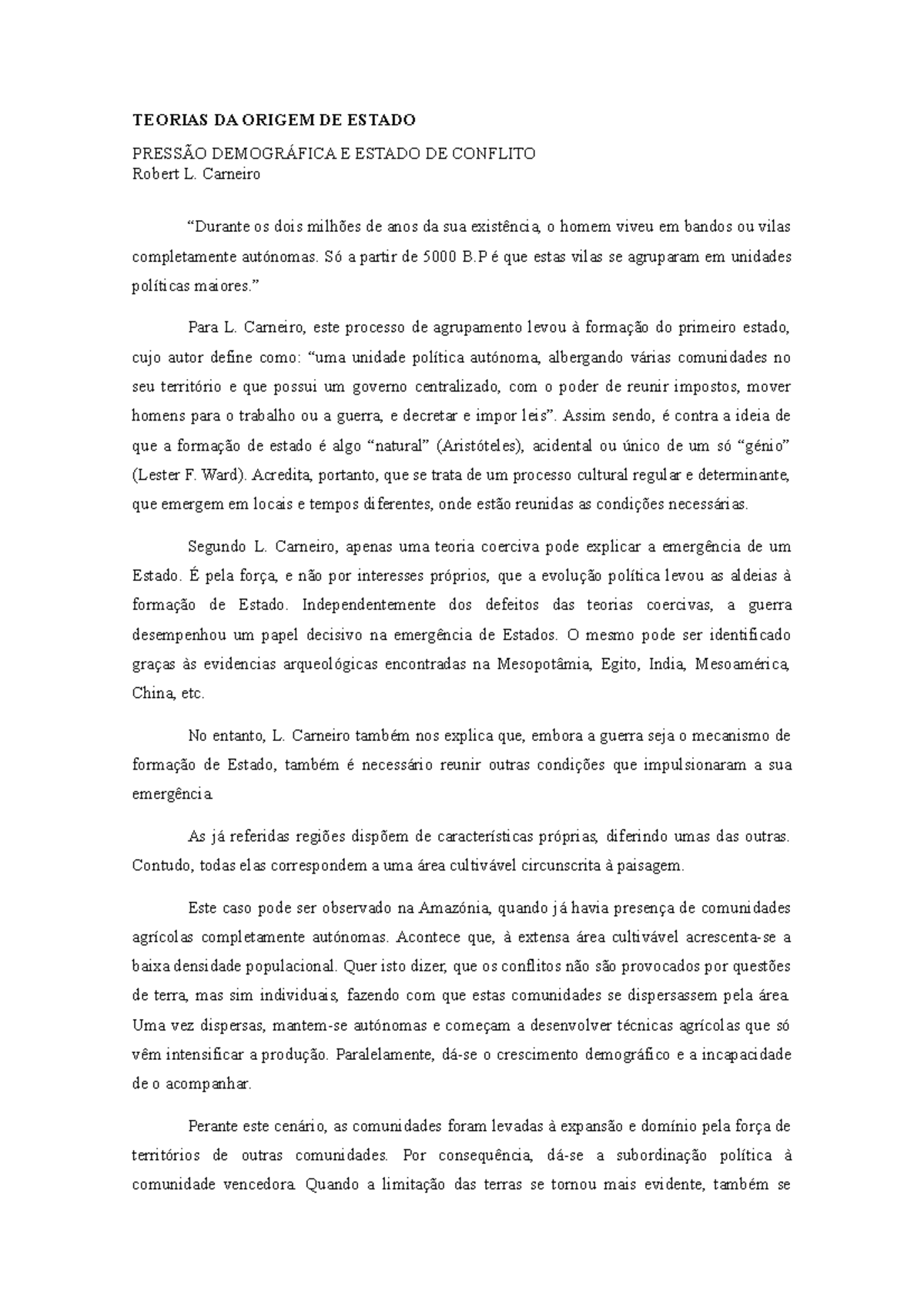 OSC - n bjhh - TEORIAS DA ORIGEM DE ESTADO PRESSÃO DEMOGRÁFICA E ESTADO ...