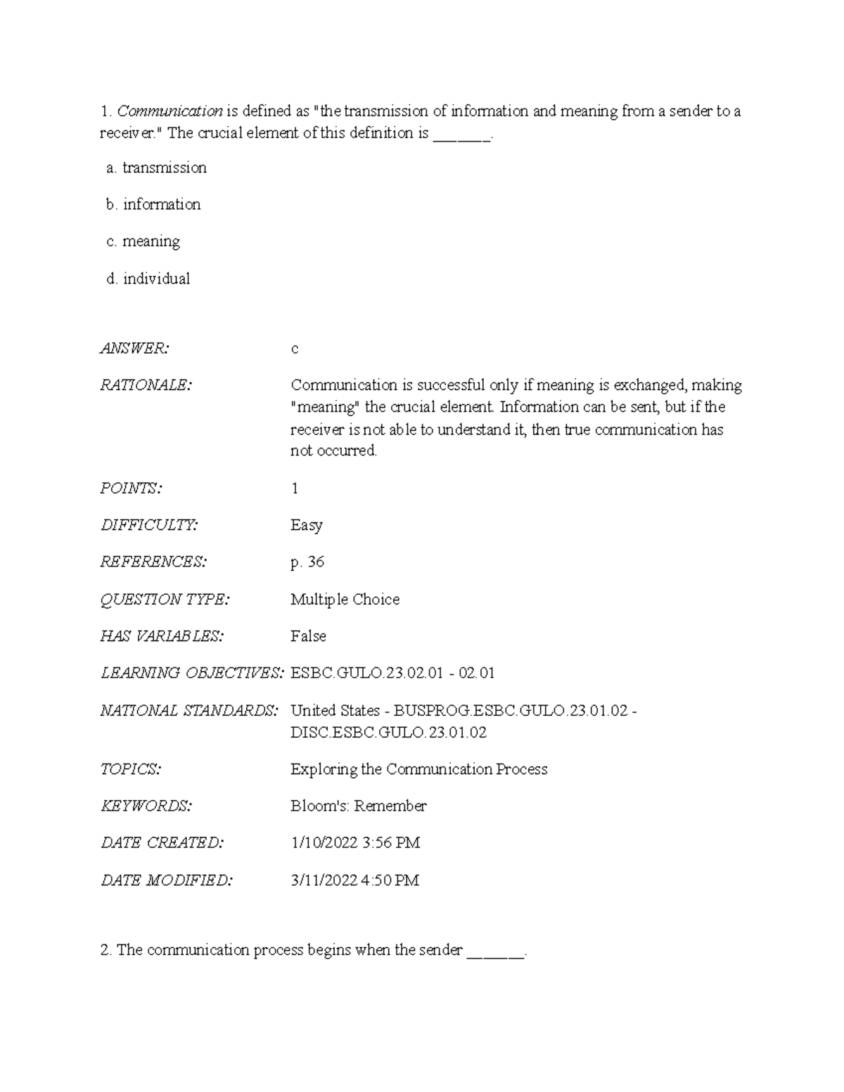 Chapter 2 - Exploring the Communication Process (ESBC.GULO.23.02.01 ...