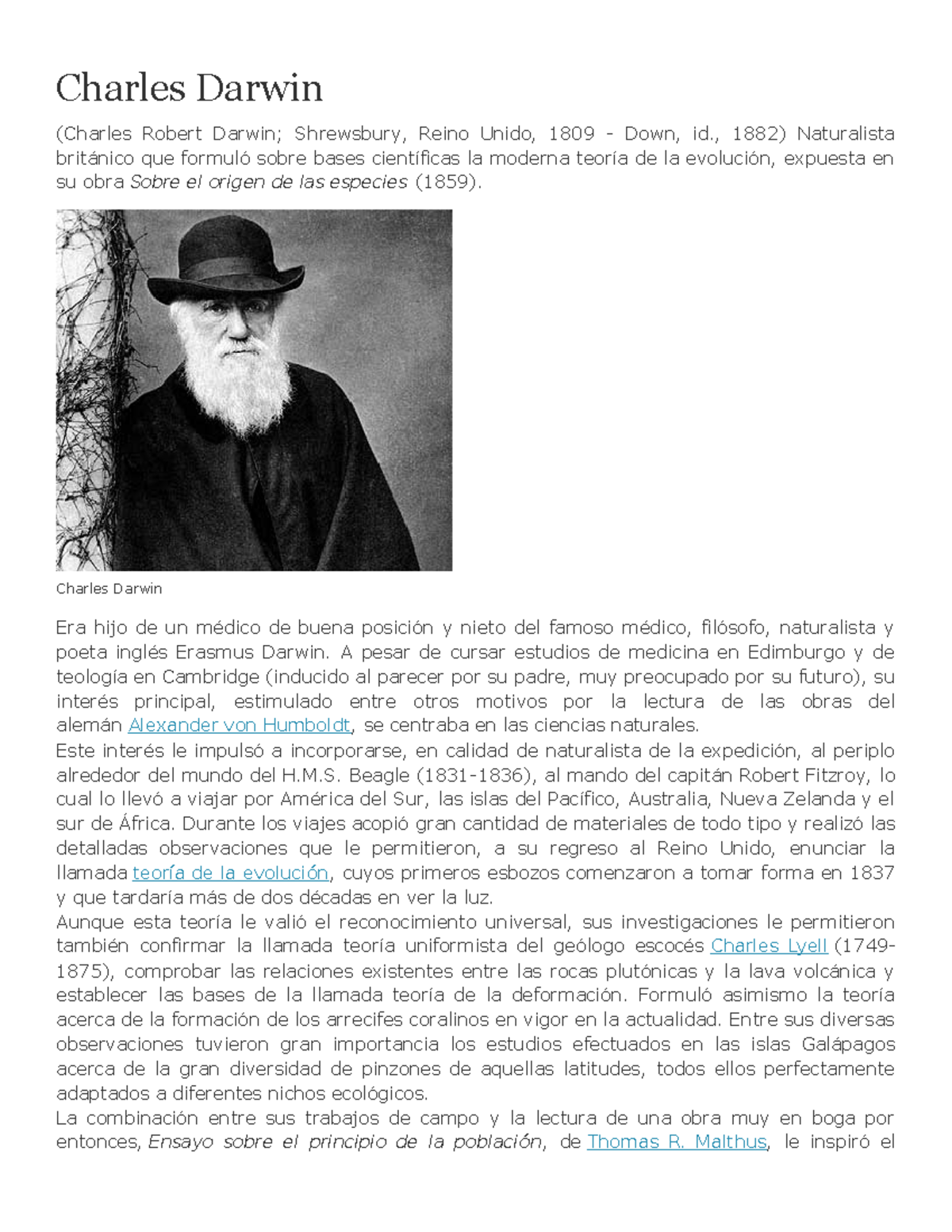 Biografia de Charles Darwin - Charles Darwin (Charles Robert Darwin ...