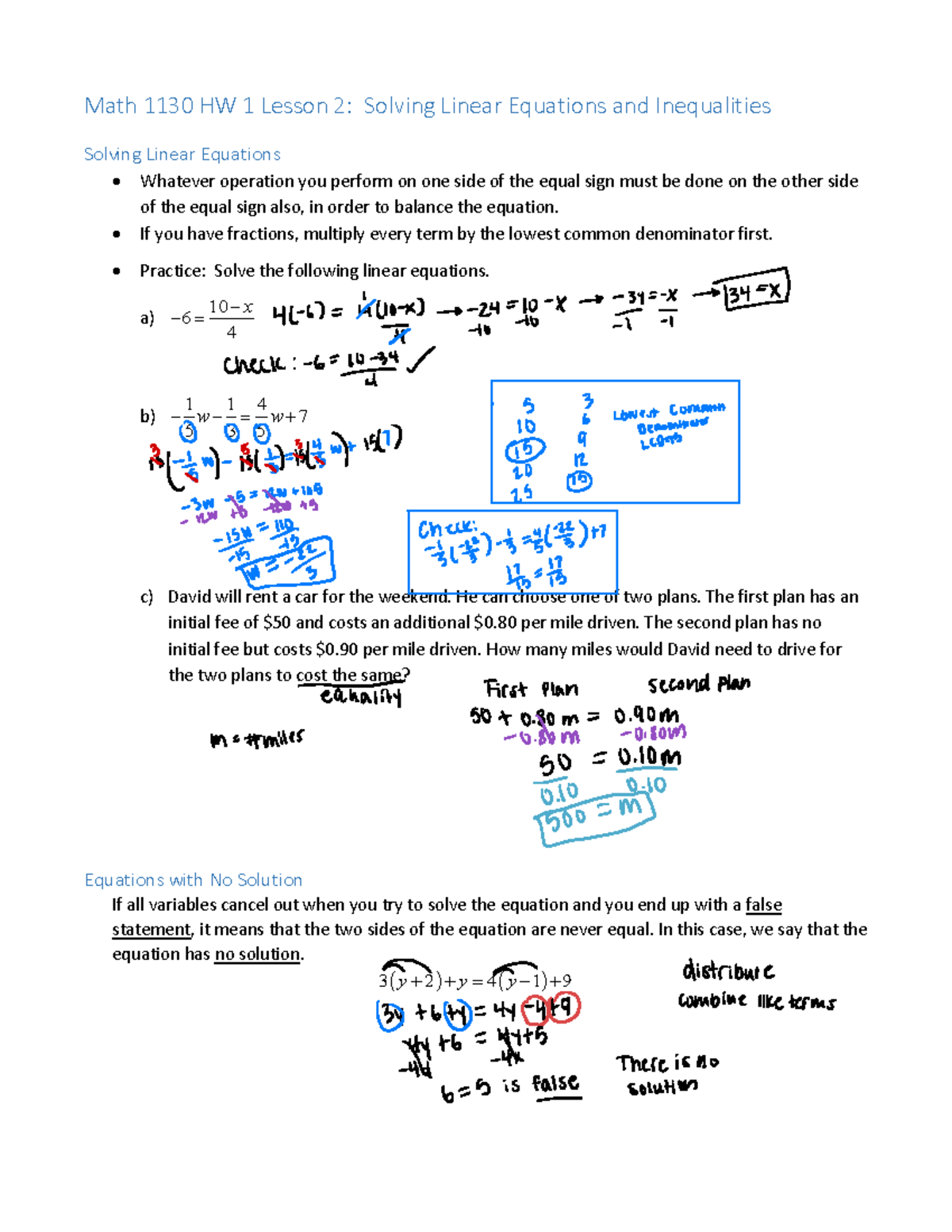 Math 1130 HW 2: Solving Linear Equations & Identifying Functions - Studocu