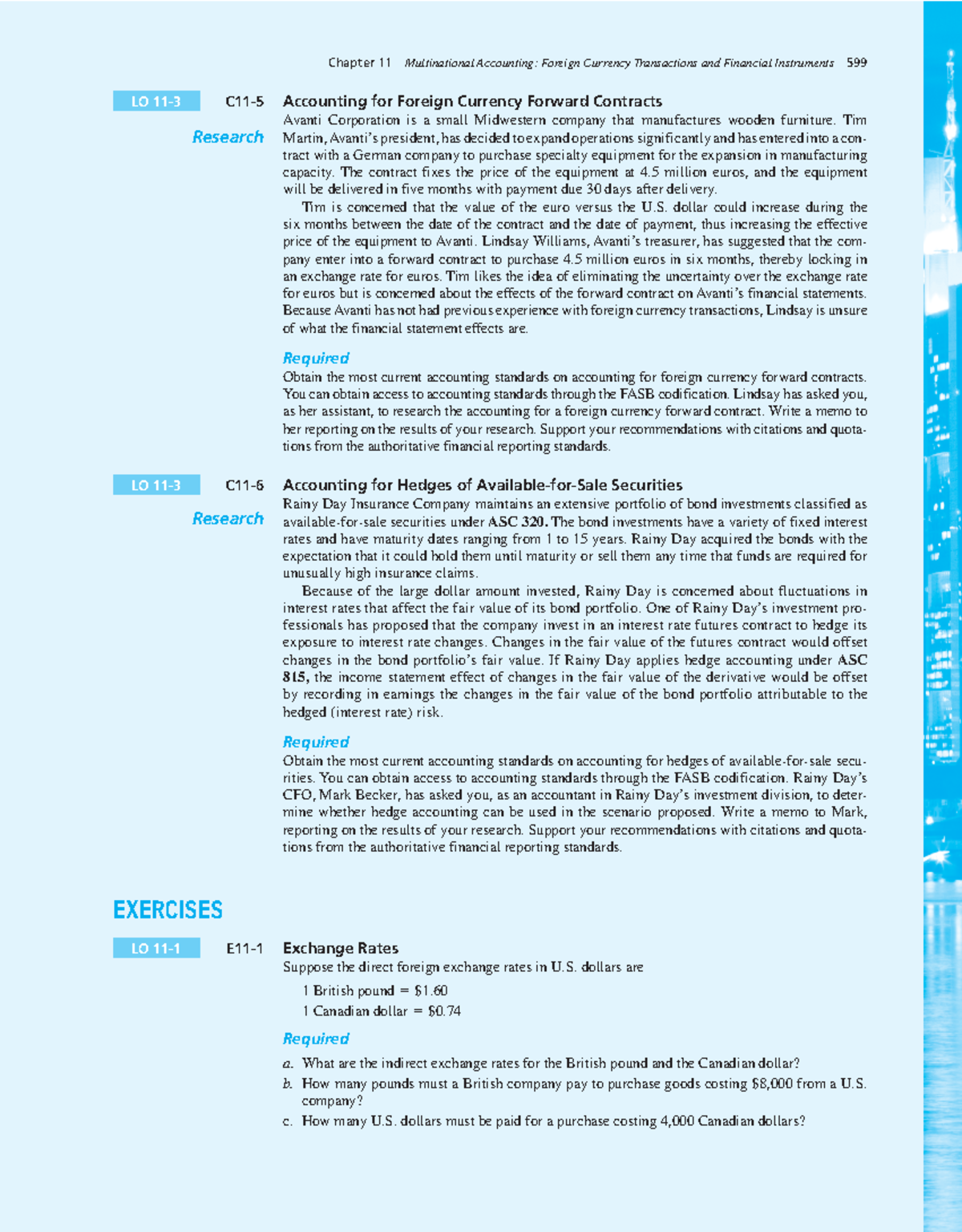 BACC675 Chapter 11 Exercises on Foreign Currency Transactions & Hedges ...