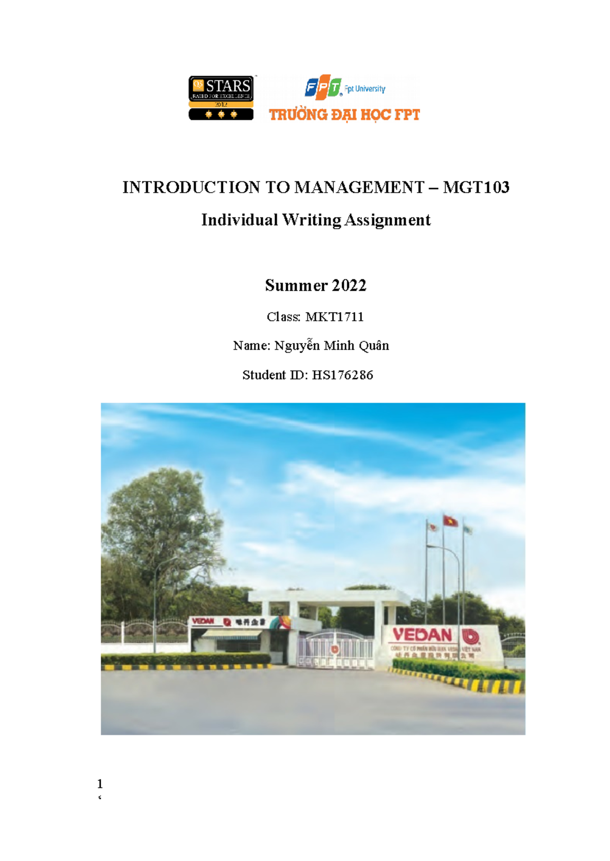 Final mgt - mgt - INTRODUCTION TO MANAGEMENT – MGT Individual Writing ...