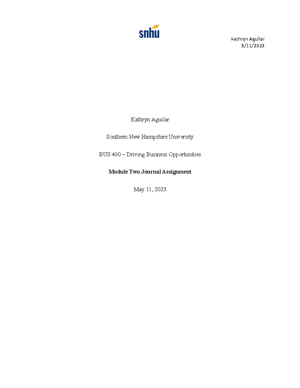 BUS 400 - Module Two Journal on Blue Ocean Strategy Insights - Studocu