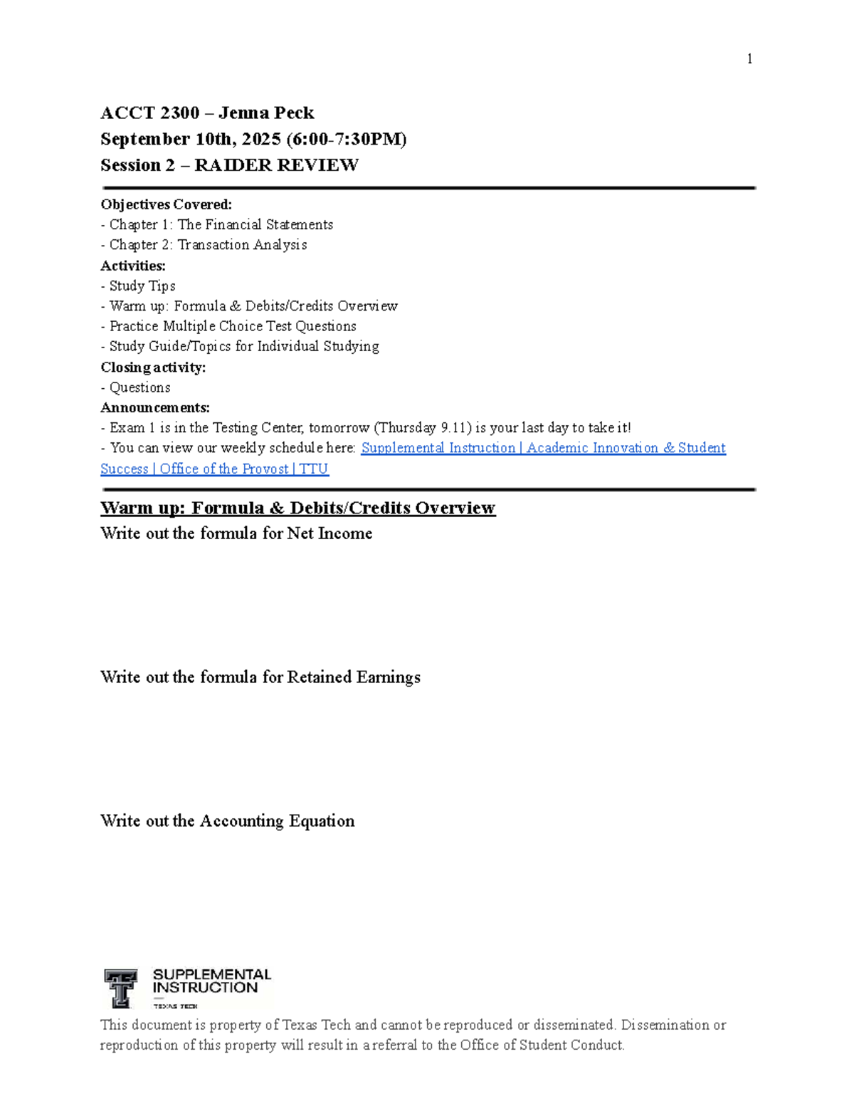 ACCT 2300 Final Exam Review: Key Concepts & Study Tips - Studocu