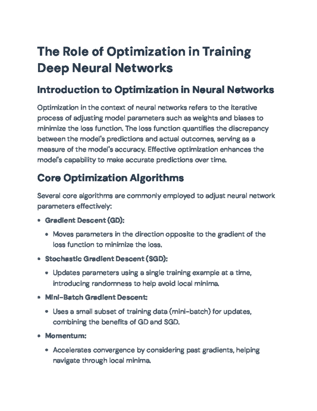 Optimizing Deep Neural Networks: Strategies for Effective Training ...