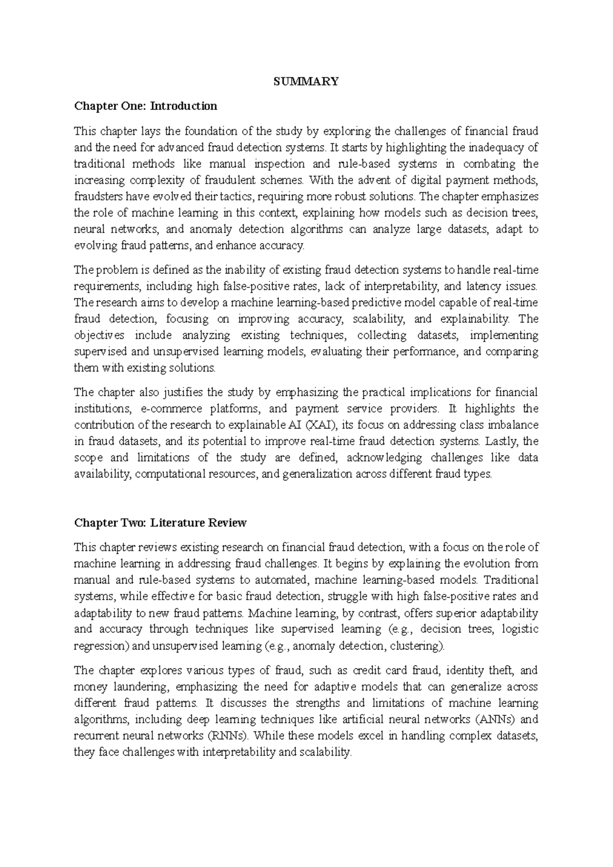 SUMMARY of Project: Financial Fraud Detection System (Course Code: FDS ...