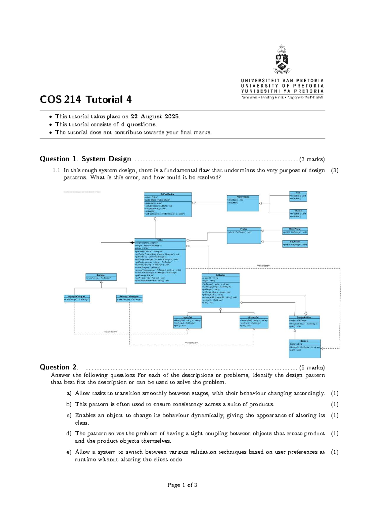COS 214 Tutorial 4: System Design Patterns and CMS Concepts - Studocu