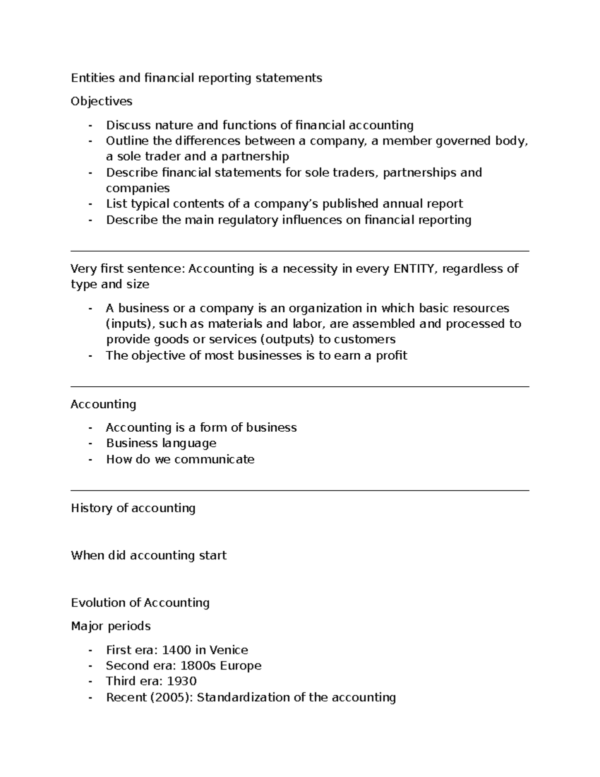 Basic Financial Accounting: Entities & Reporting Statements Overview ...