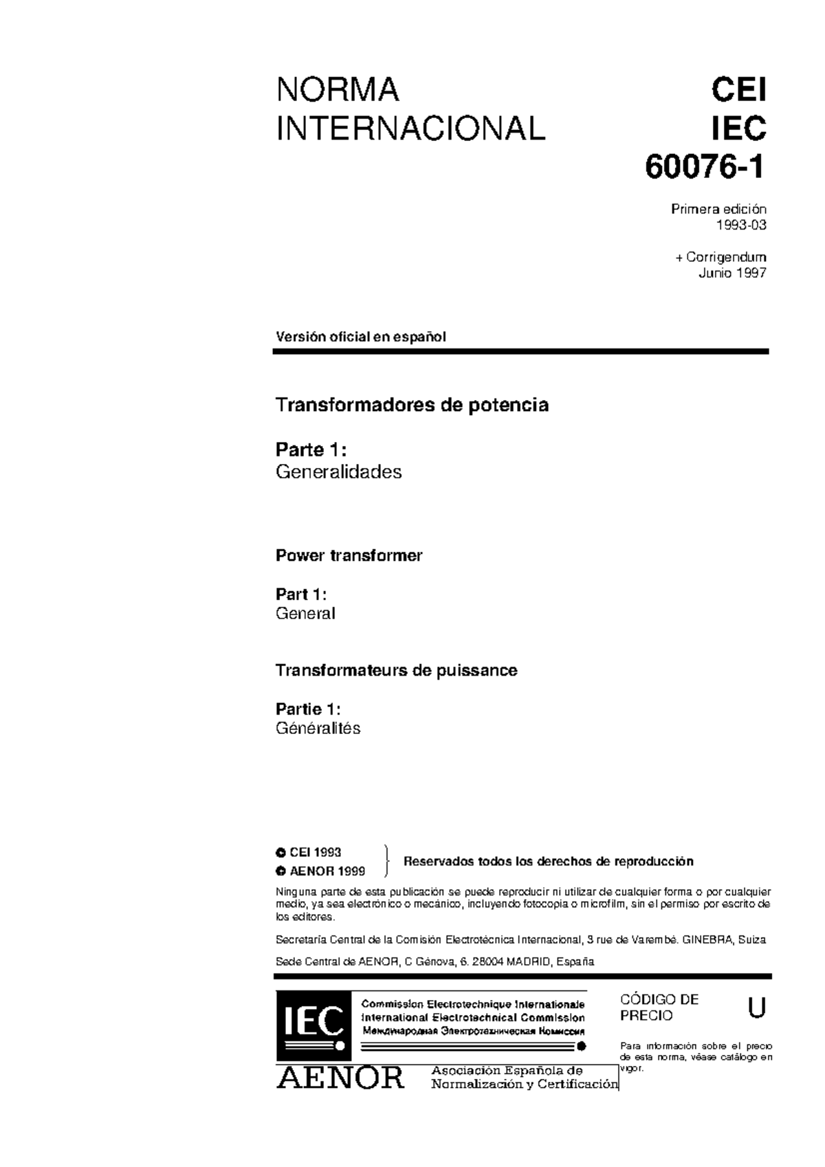 IEC-60076-1 - Normas sobre Transformadores de Potencia Parte 1 ...
