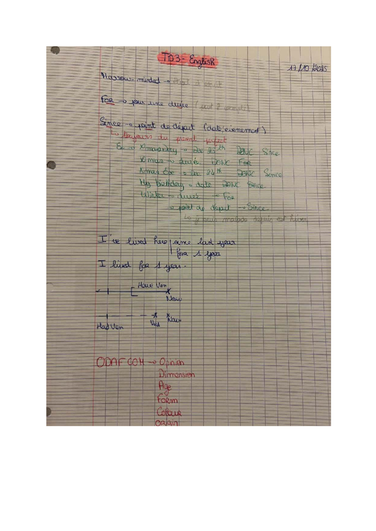 TD3 Anglais - Cours sur le Présent Perfect et Adjectifs - Studocu
