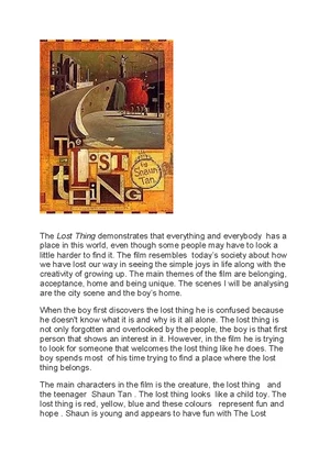 The Lost Thing Film Study: Key Themes & Character Analysis - Studocu