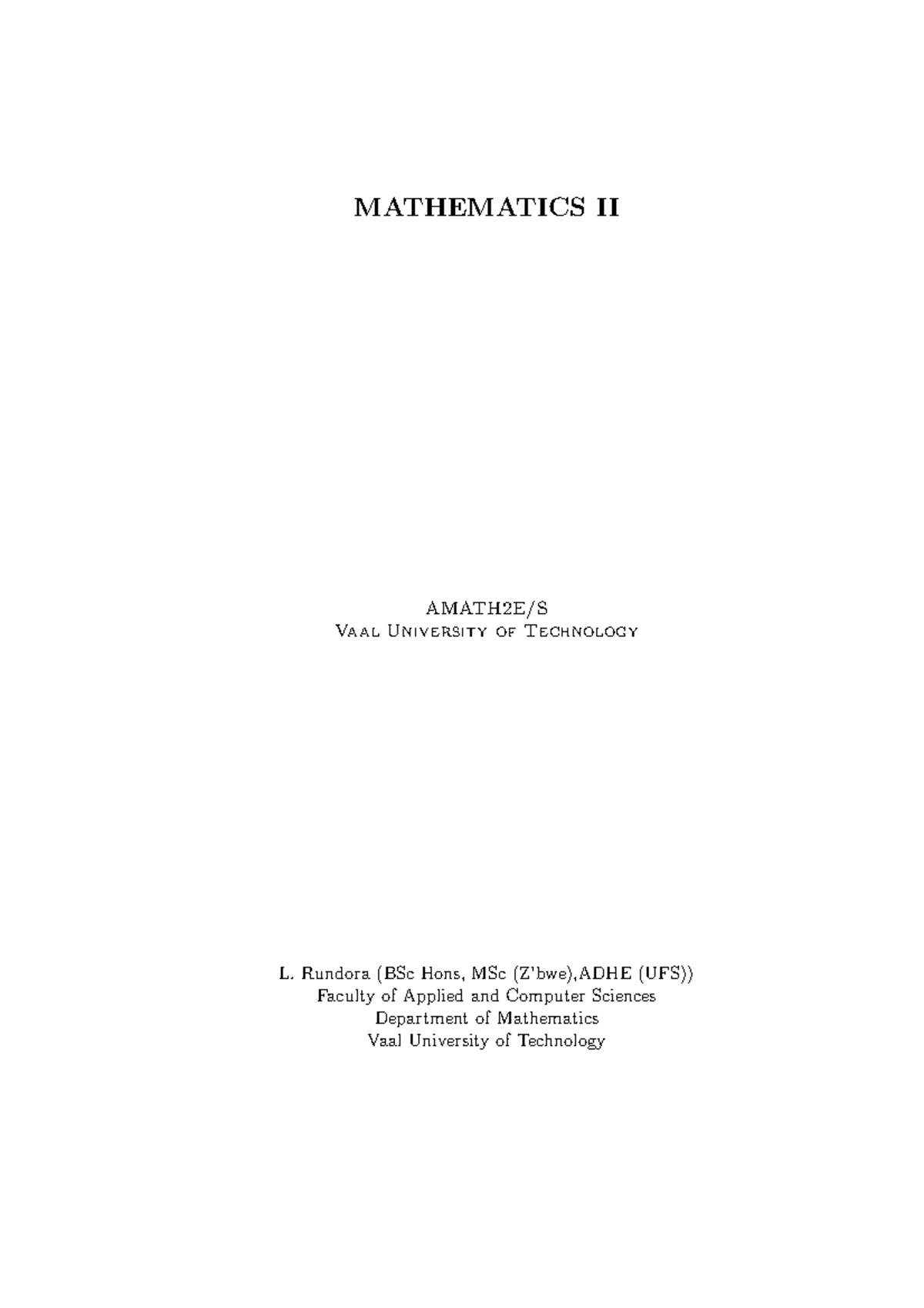 AMATH2E/S - Mathematics II: Differentiation & Integration Notes - Studocu