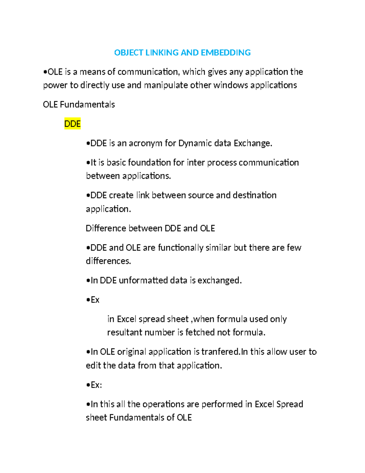 OLE Fundamentals and Object Creation in Visual Basic Programming - Studocu