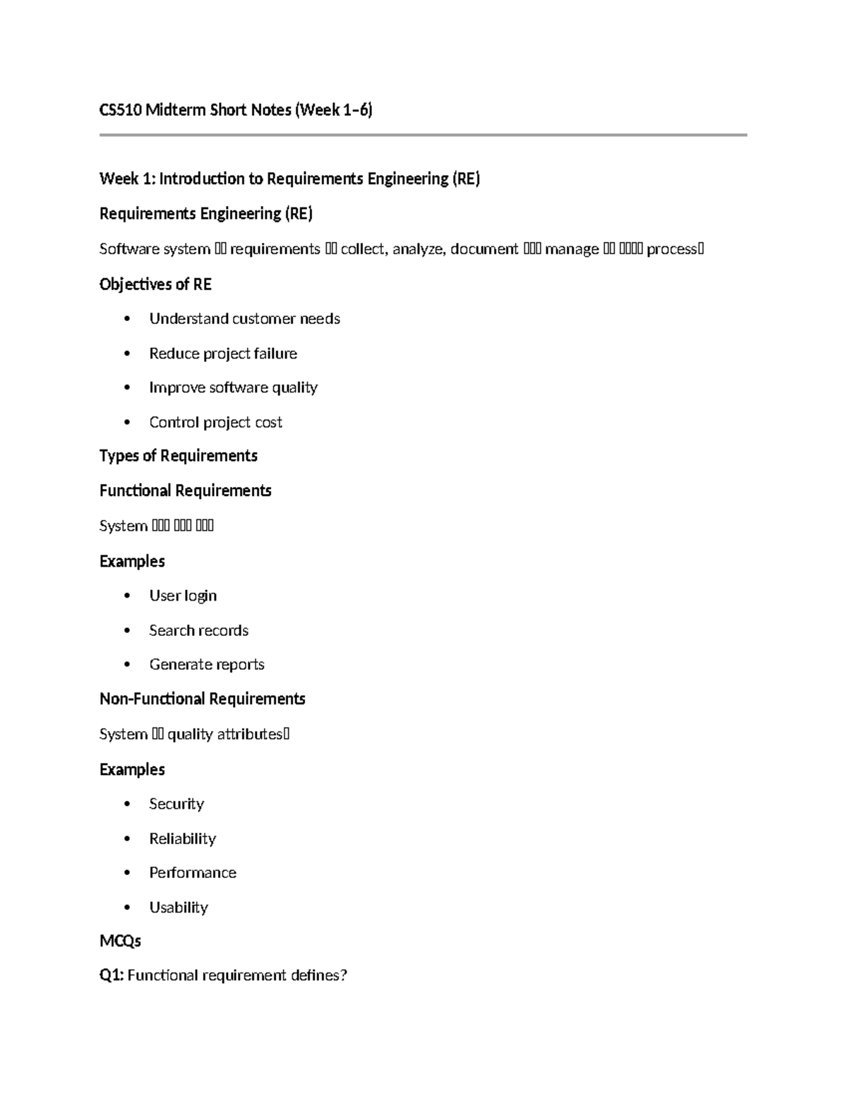 CS510 Midterm Study Notes: Introduction to Requirements Engineering ...