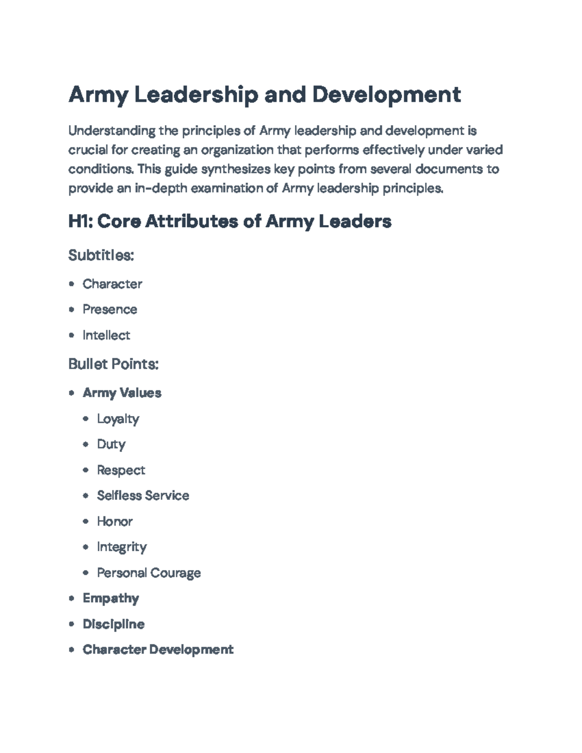 Army Leadership Principles and Development Guide (MS302L07) - Army ...