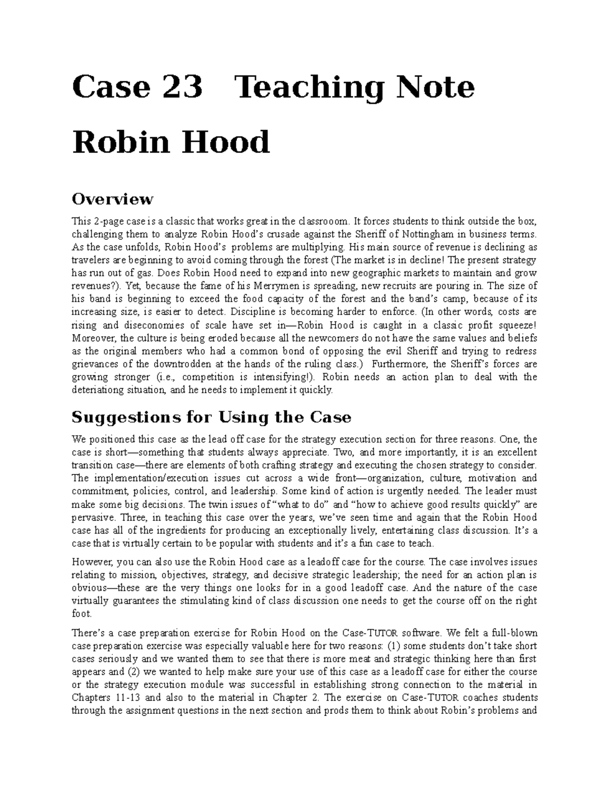 MGMT314 Strategic Management Case Study: Examining Robin Hood's Strategy - Studocu