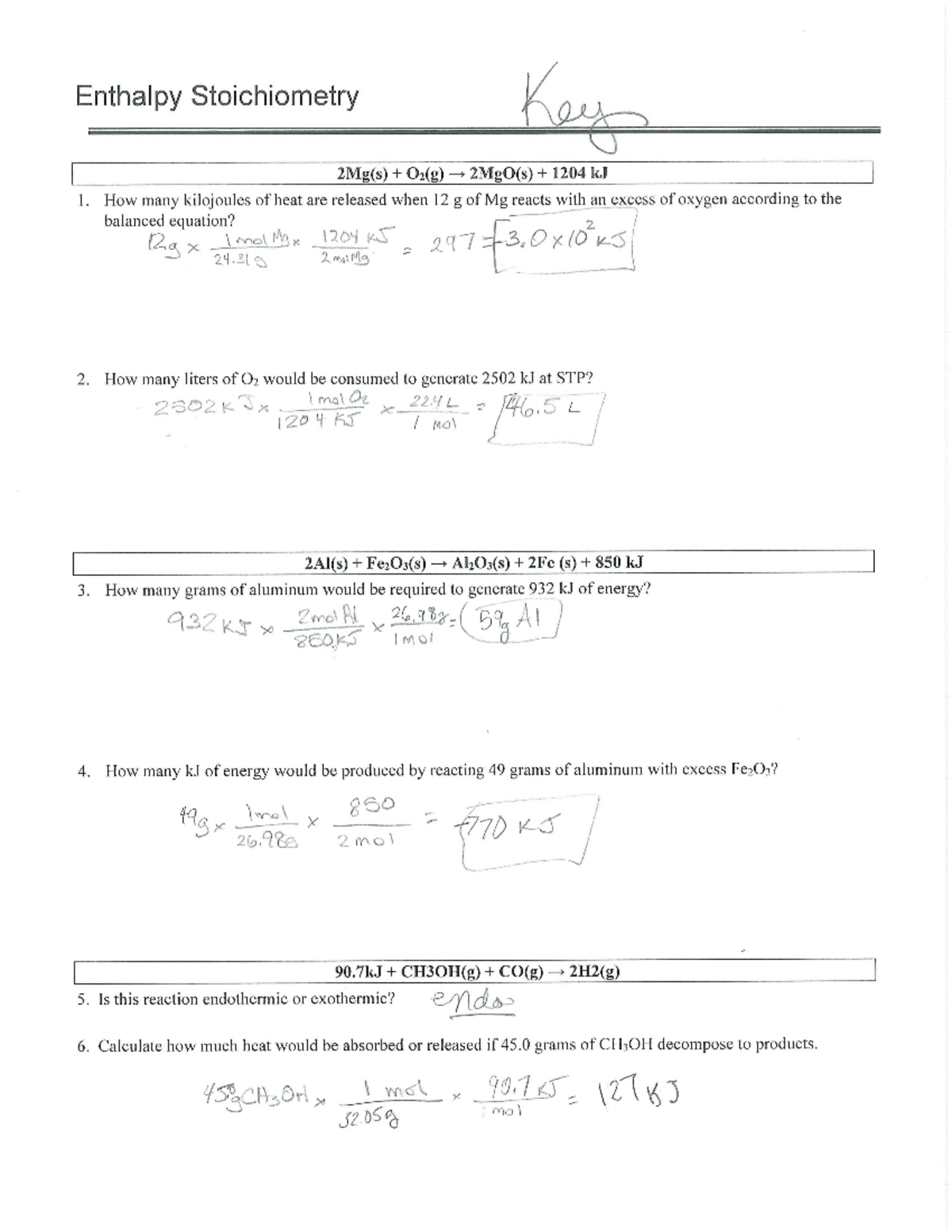 Enthalpy Stoichiometry - How many kilojoules of heat are released when ...