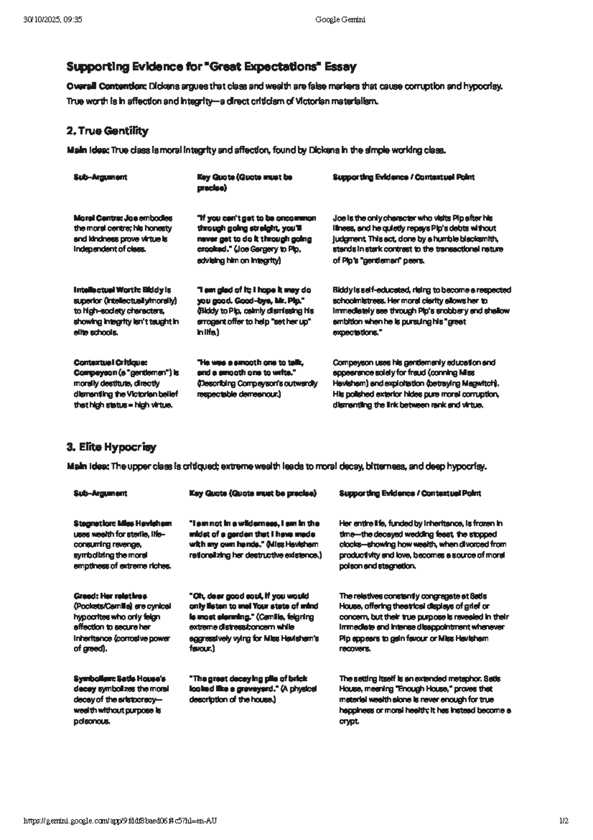 09:35 Great Expectations Essay Plan: Class, Wealth, and Moral Integrity ...
