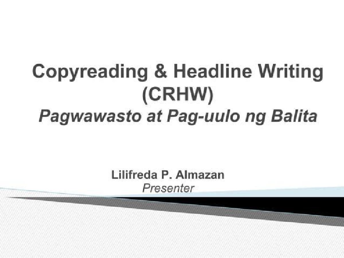 CRHW Lesson on Copyreading & Headline Writing Techniques - Studocu