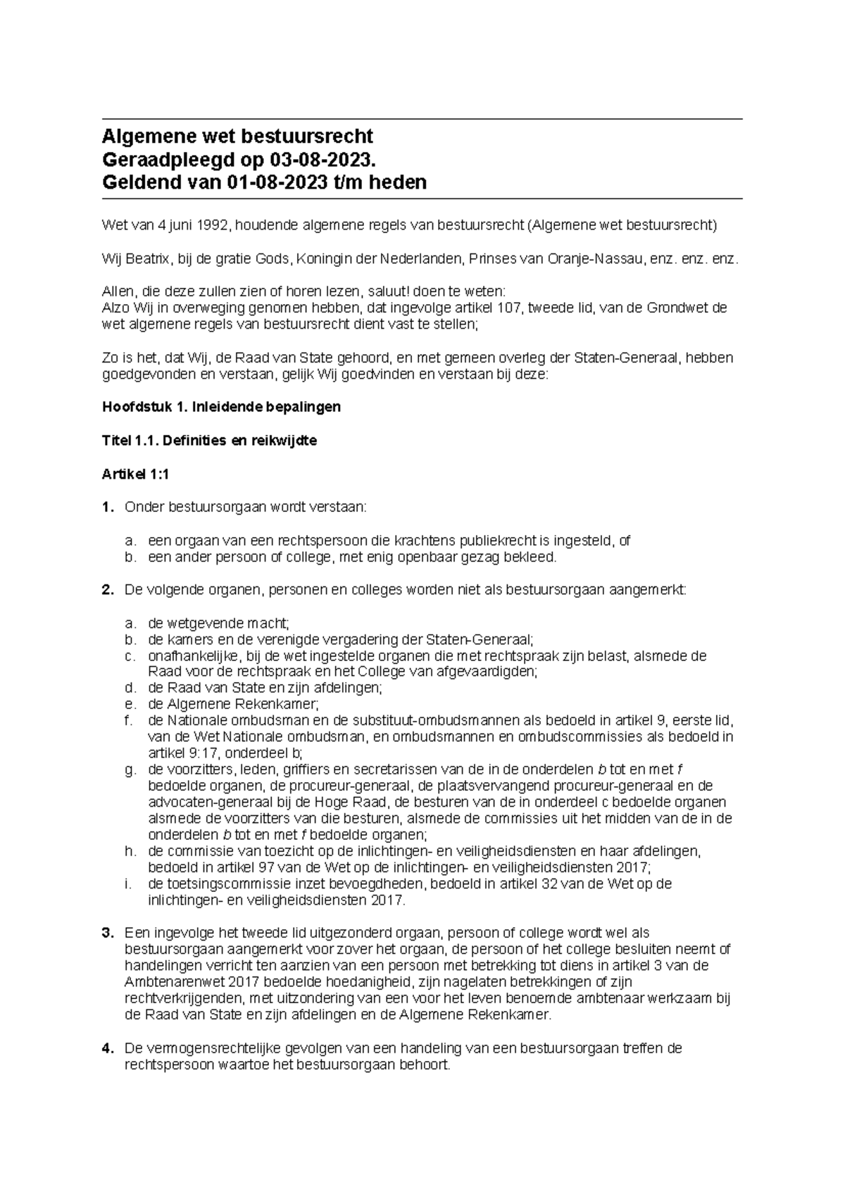 Algemene Wet Bestuursrecht (AWB) - Versie 2023 Overzicht en ...