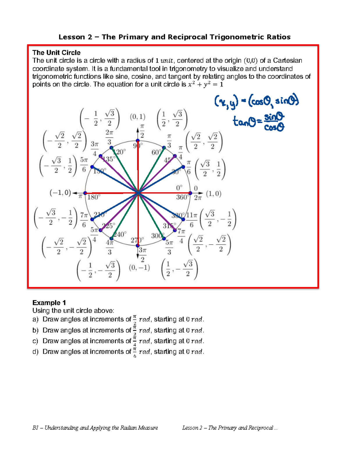 B1L2 - Understanding Primary & Reciprocal Trigonometric Ratios - Studocu
