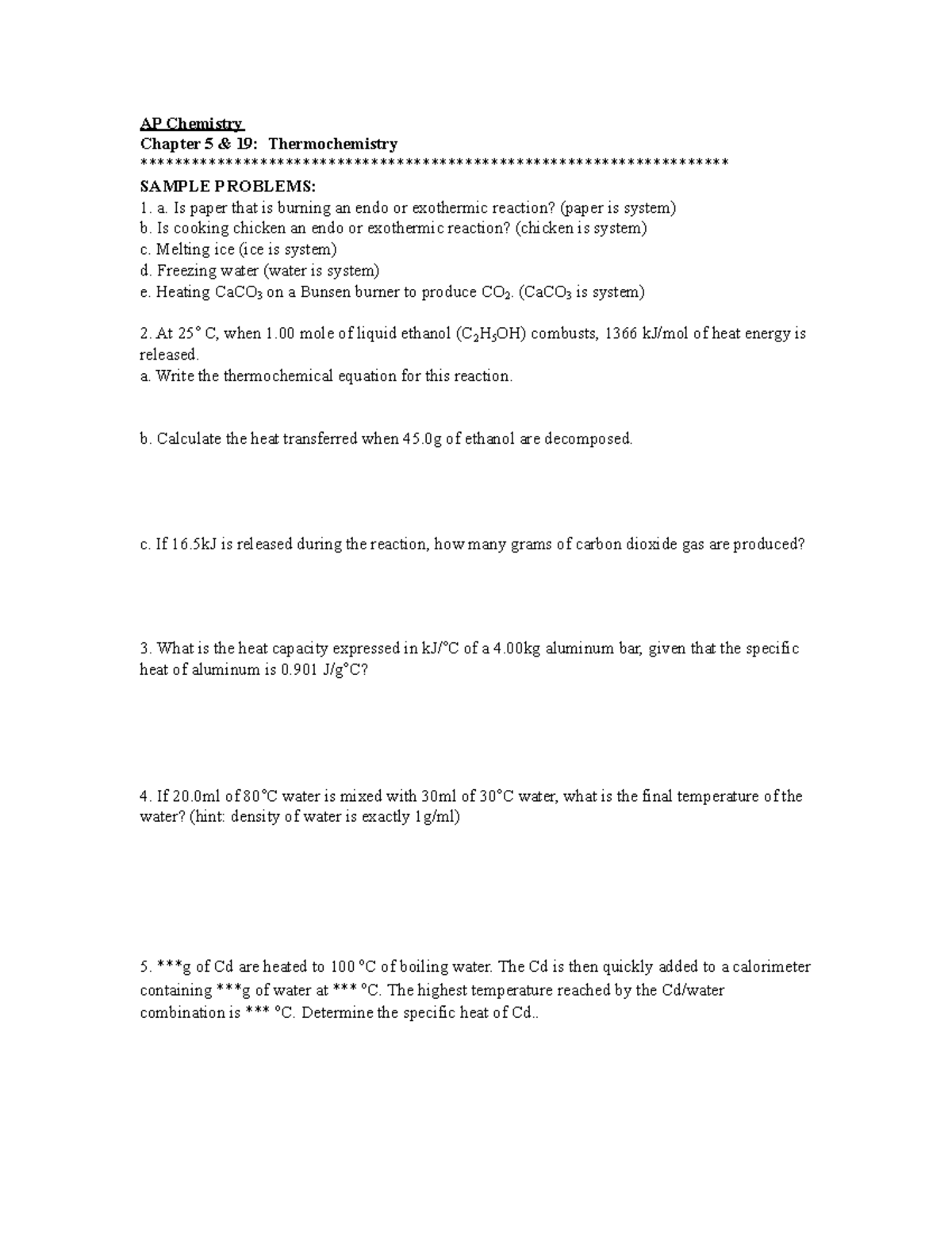 Chapter 5 Yellow Sheet - aaaaaaaaaaaa - AP Chemistry Chapter 5 & 19 ...