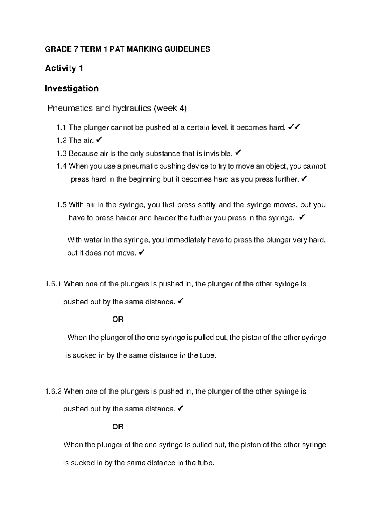 Grade 7 Tech Mini-PAT Term 1 Marking Guidelines and Activities - Studocu