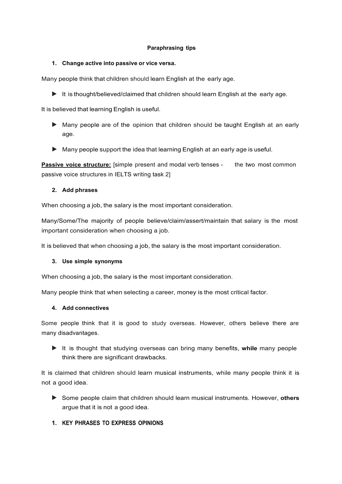 Paraphrasing Skills for IELTS Writing Task 2 - Studocu