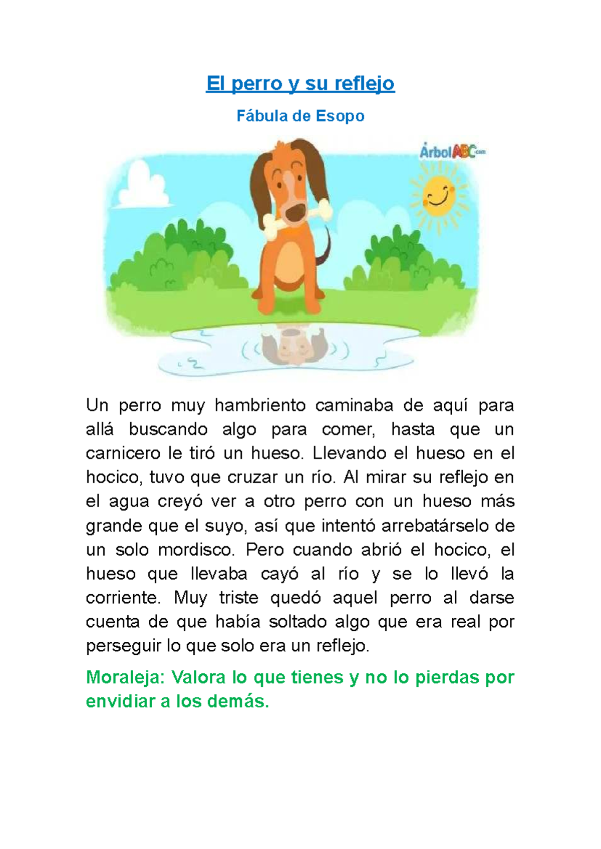 Fábulas de Esopo: El perro y su reflejo y otras historias - Studeersnel
