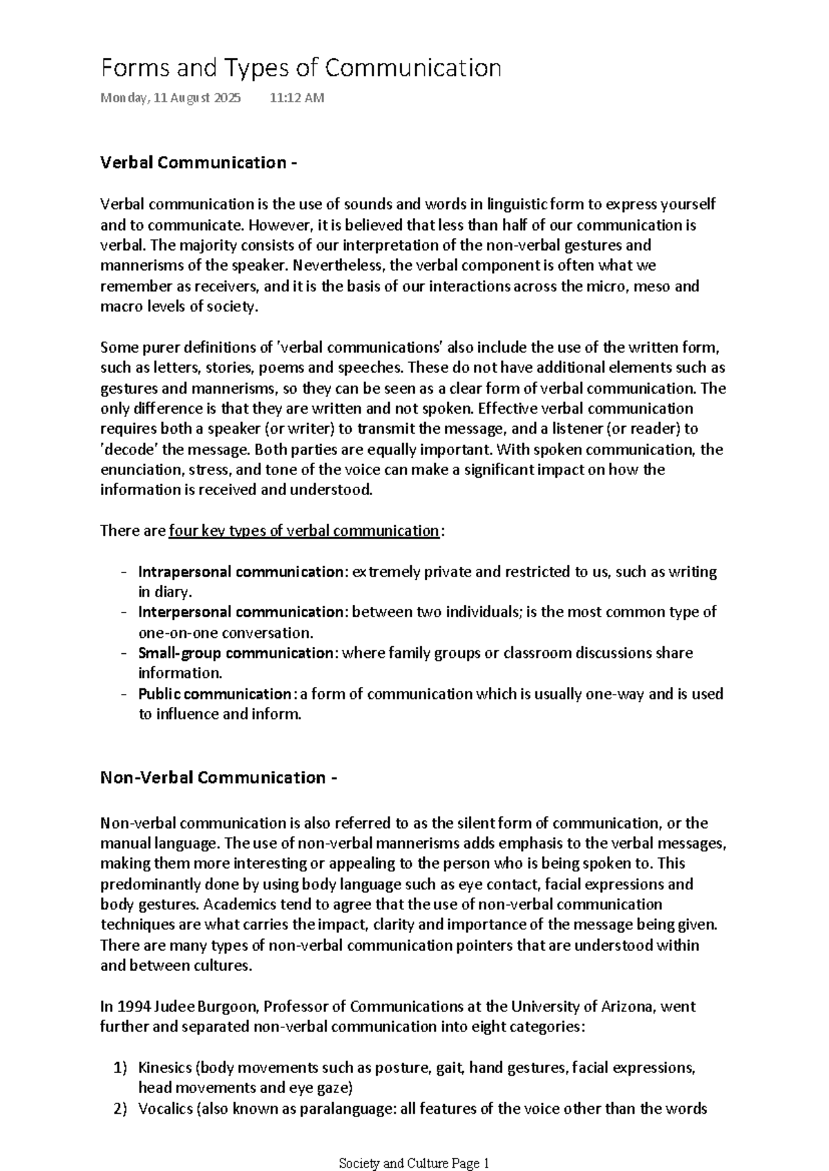 Forms and Types of Verbal Communication: A Comprehensive Overview - Studocu