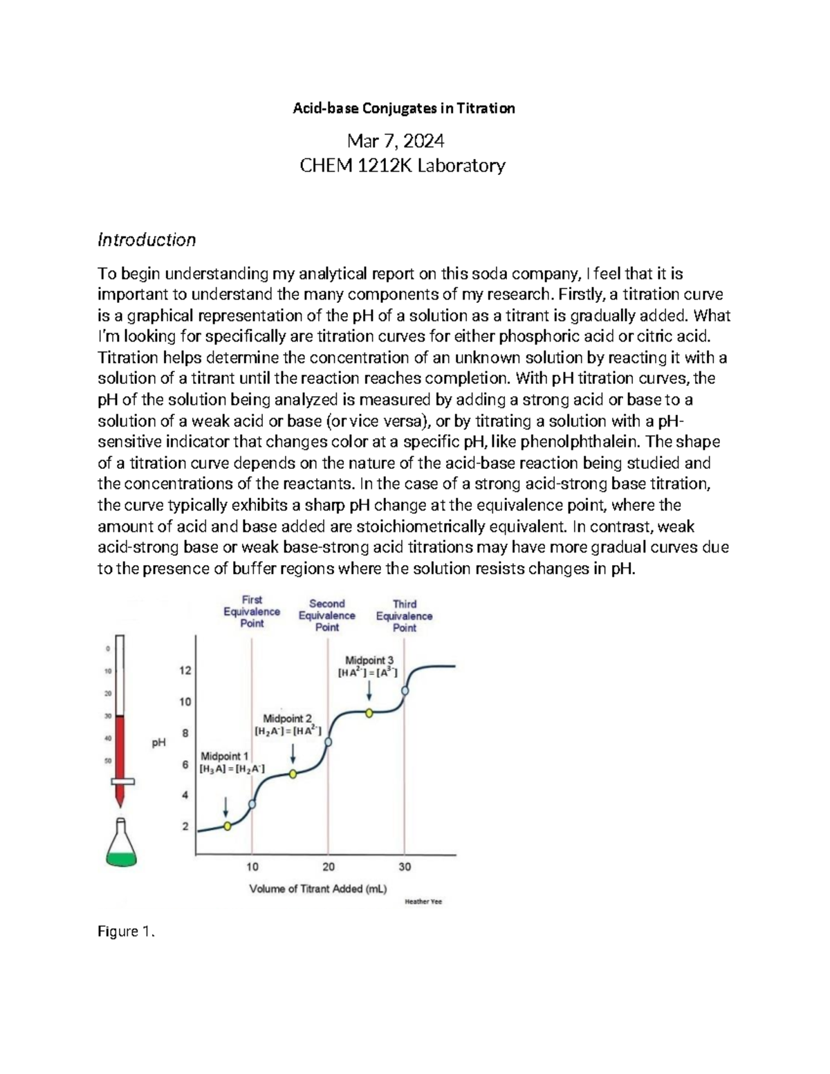 Acid-base Conjugates in Titration - Firstly, a titration curve is a ...