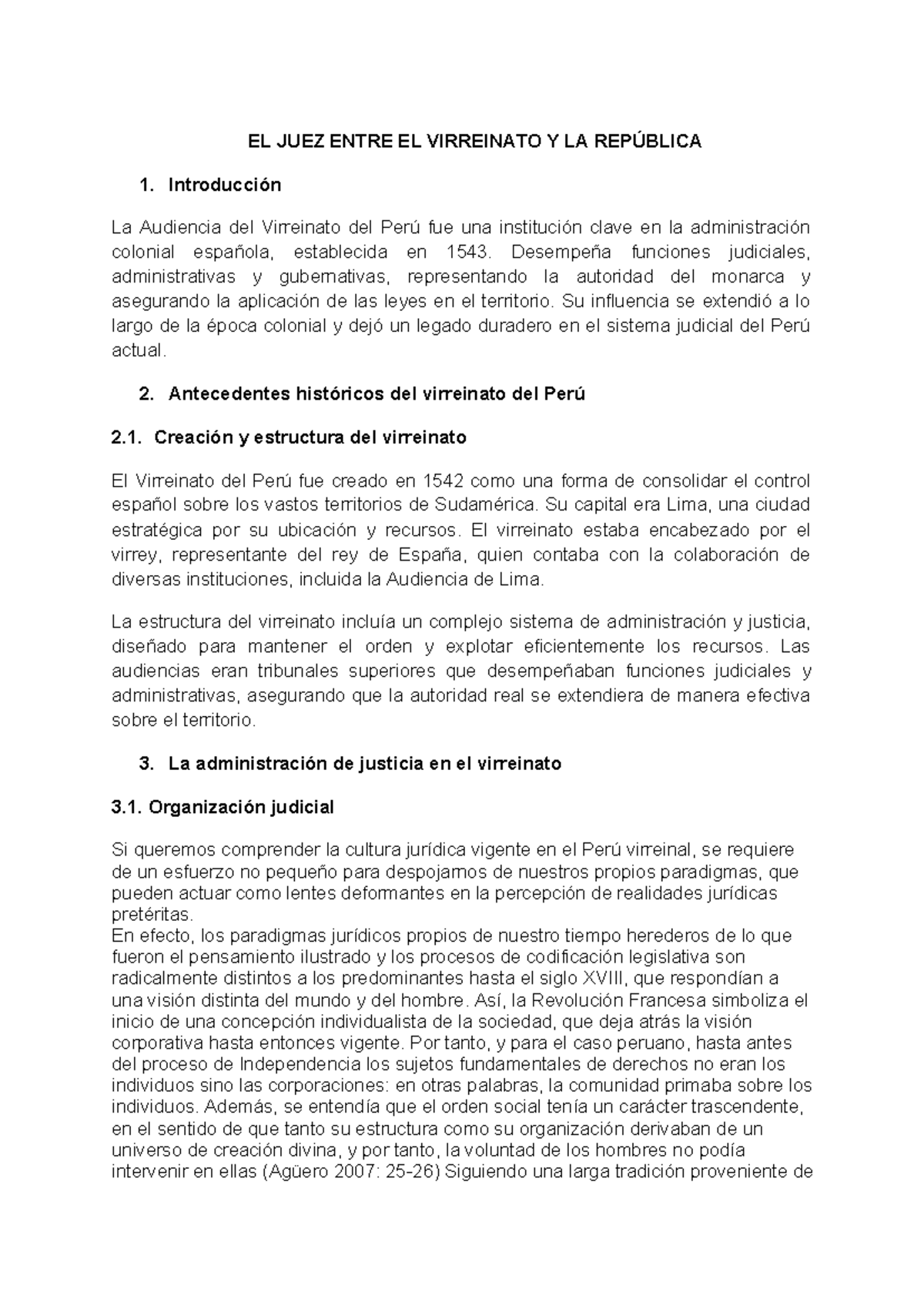 Ensayo sobre la Audiencia en el Virreinato del Perú: Historia y Legado - Studocu