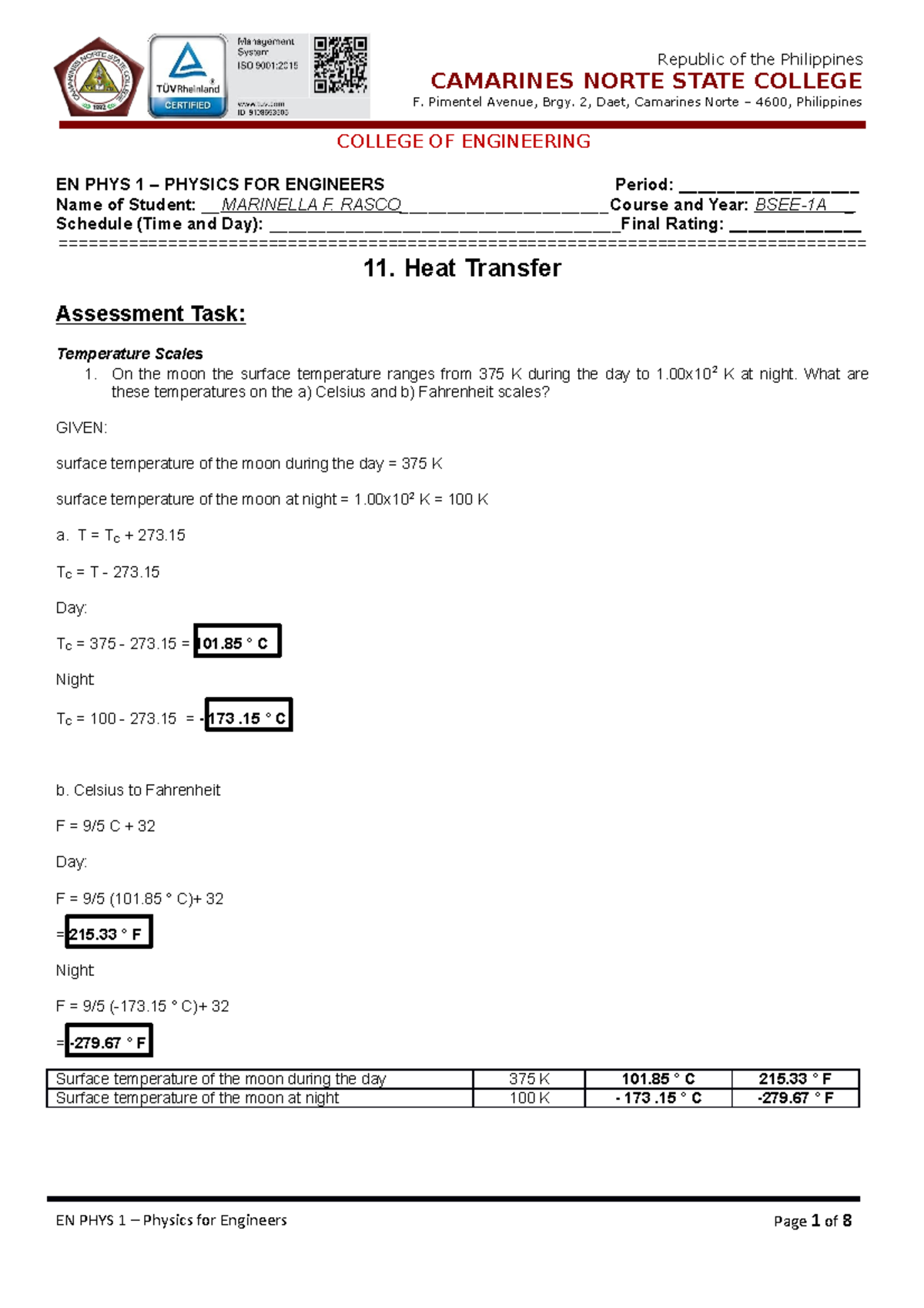PHYS 1: Heat Transfer Problem Solving Guide and Practice - Studocu