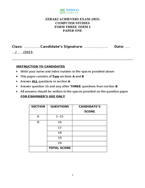 Excel Final Exam - Practical questions - Excel Final Exam Open Excel to a blank worksheet. Part ...