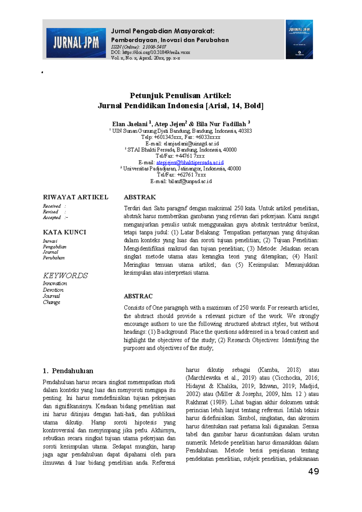 Template JPM: Pemberdayaan, Inovasi, dan Perubahan dalam Jurnal ...